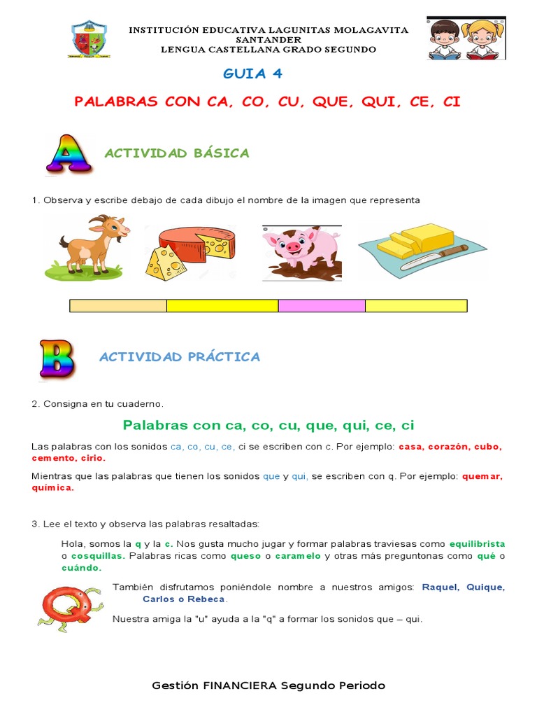 Guia 4 Español 2° Palabras Con Ca, Co, Cu, Que, Qui, Ce, Ci | Descargar gratis PDF | Naturaleza