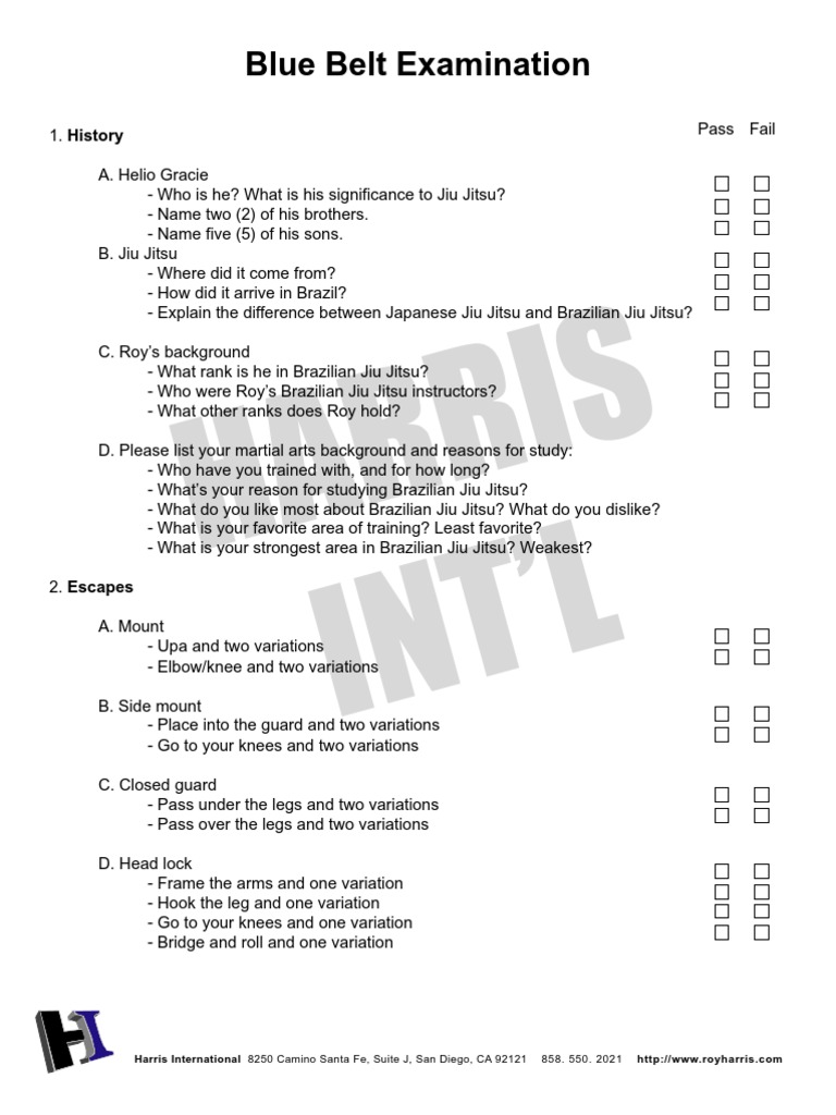 Blue Belt Examination Requirements | PDF | Brazilian Jiu Jitsu | Mixed ...