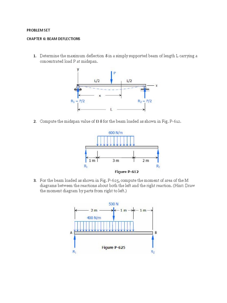 Problem Set Chapter 6: Beam Deflections | PDF