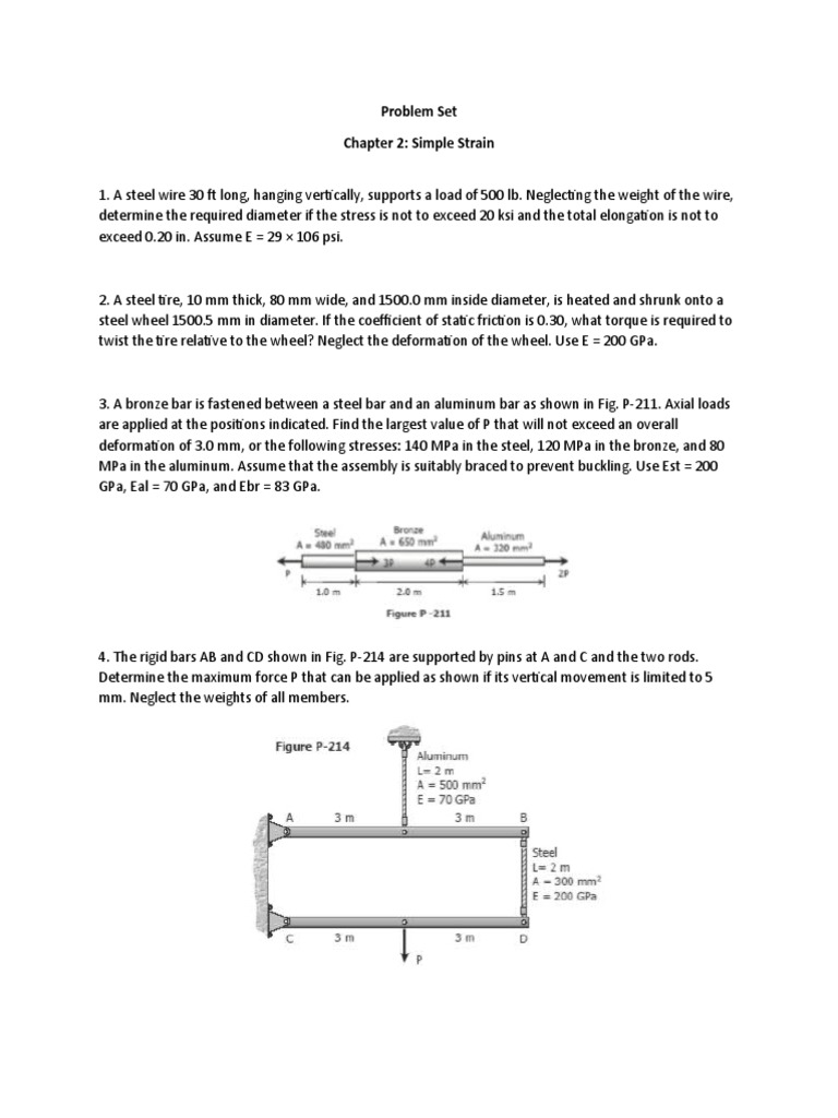 Problem Set Chapter 2: Simple Strain | PDF