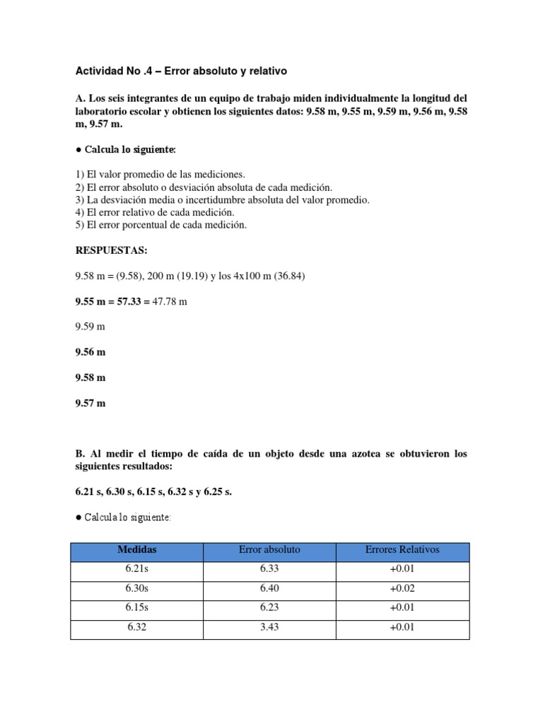 Error Absoluto y Relativo | PDF