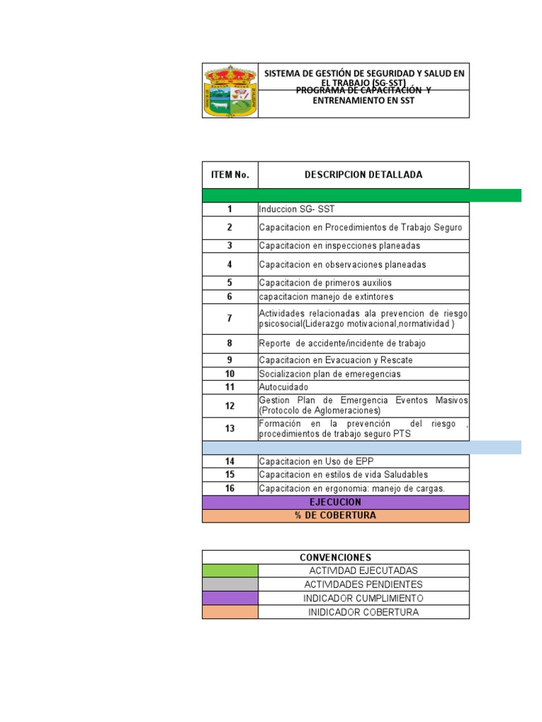 Programa de Capacitación y Entrenamiento en SST | PDF | Bienestar ...