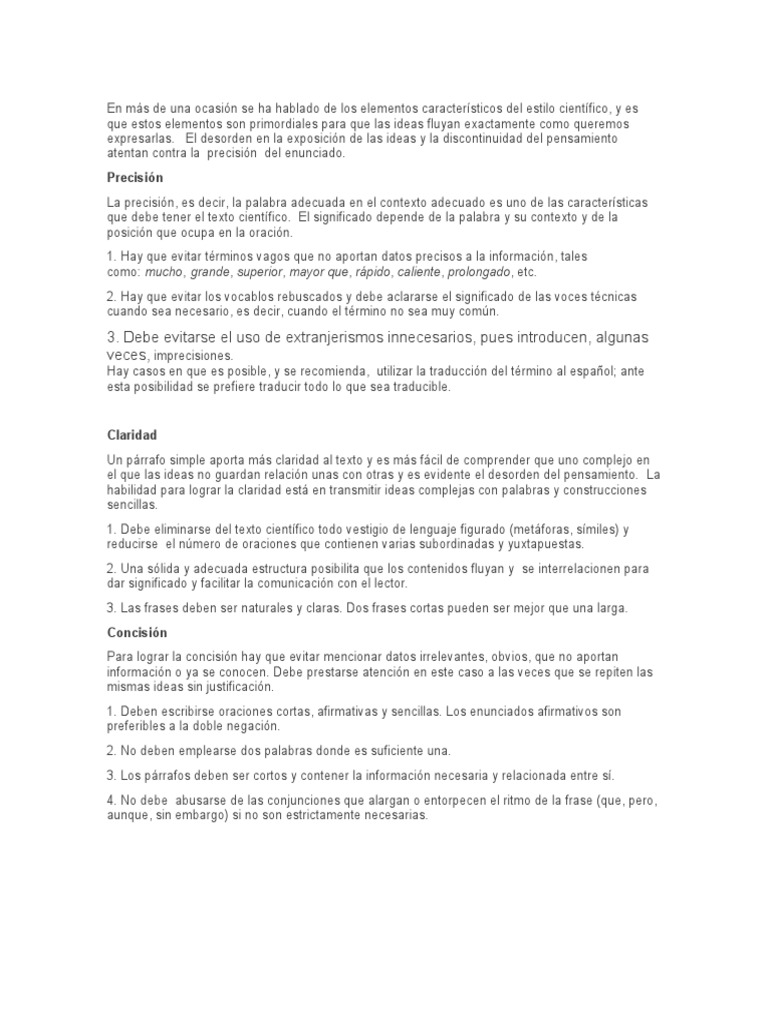 Claves para la Concisión en Textos Científicos | PDF | Traducciones ...