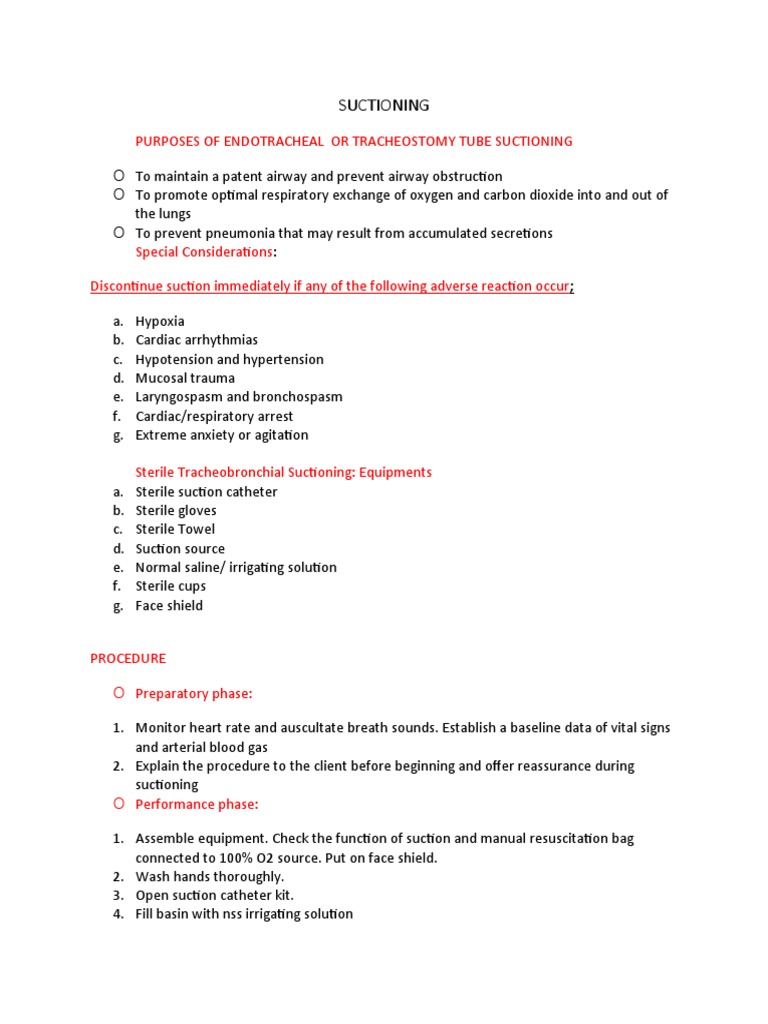 SUCTIONING | PDF | Respiratory Tract | Medical Specialties