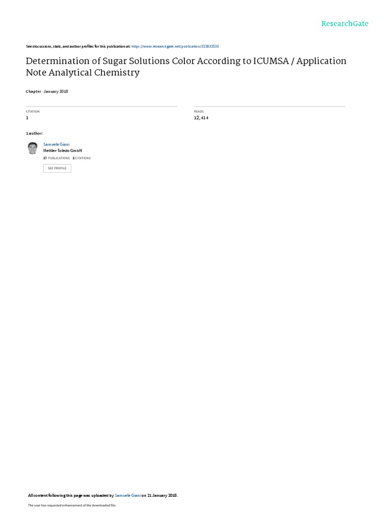 Determination of Sugar Solutions Color According To ICUMSA ...