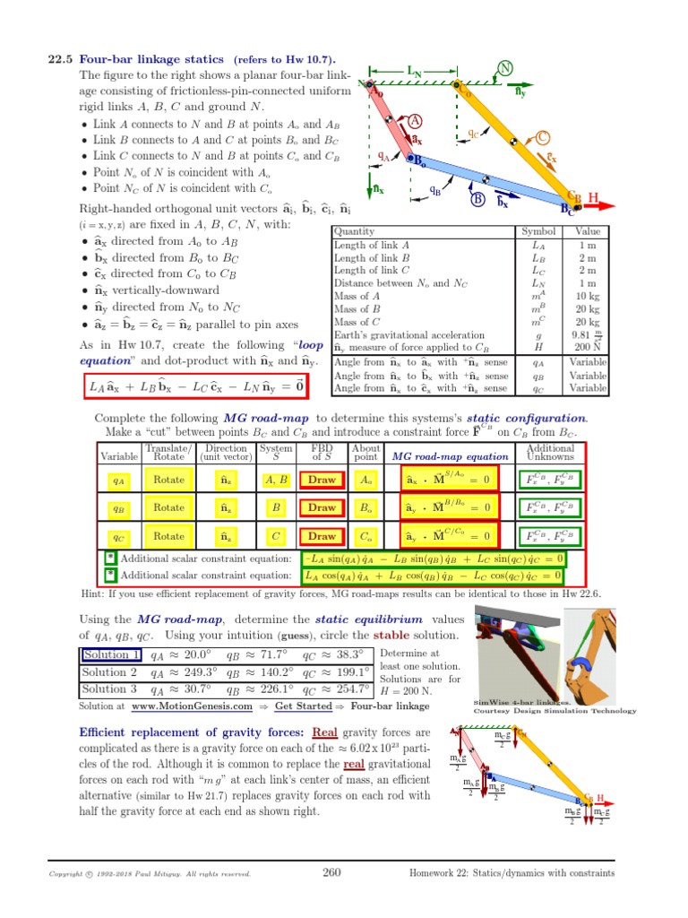 Four-Bar Linkage Statics .: - A - B - C - N - N - A | PDF | Force ...