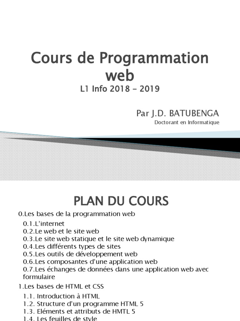 Cours de Programmation Web | PDF | Sites web | Programmation web