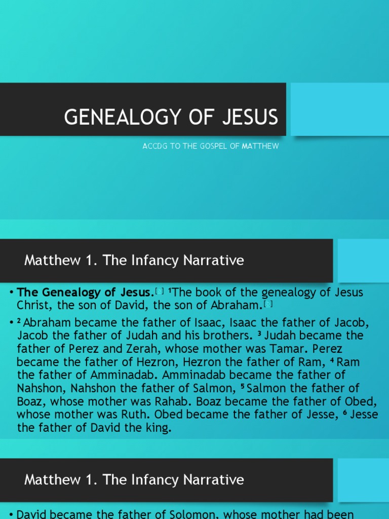 Genealogy of Jesus: Accdg To The Gospel of Matthew | PDF