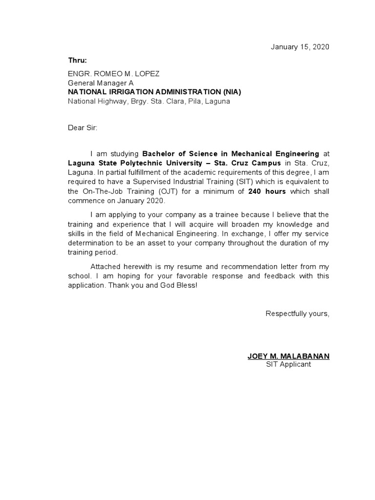 Application-Letter NIA | PDF