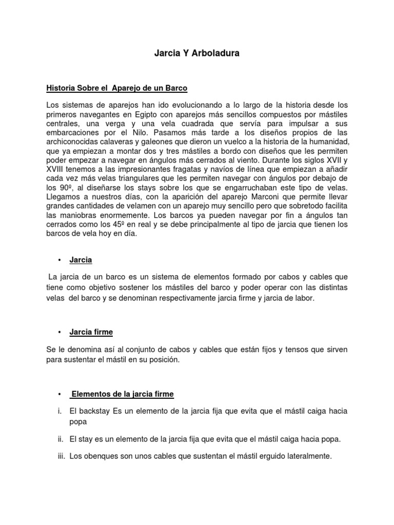 Jarcia y Arboladura | PDF | Aparejo | Mástil (Vela)