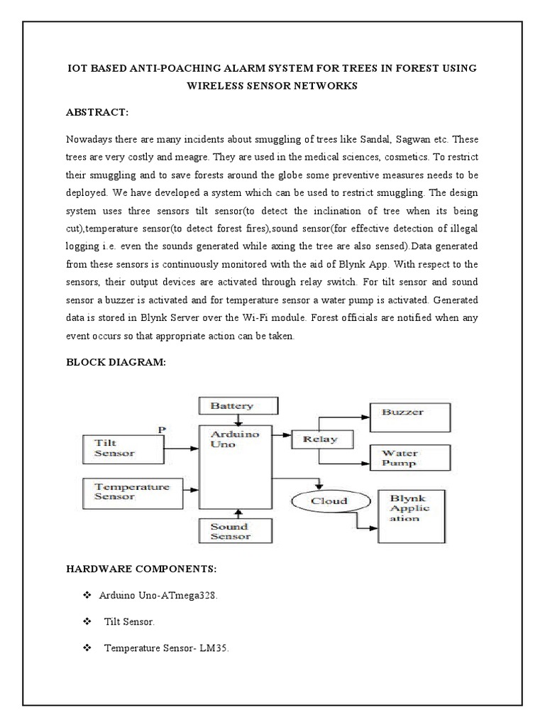Iot Based Anti Poaching Alarm System For Trees in Forest Using Wireless ...