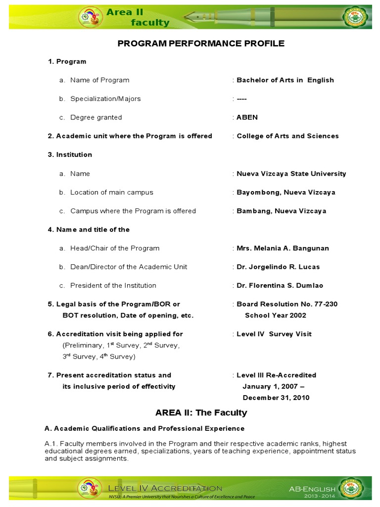 Assessment of Faculty Qualifications, Development, and Performance in the Bachelor of Arts in ...