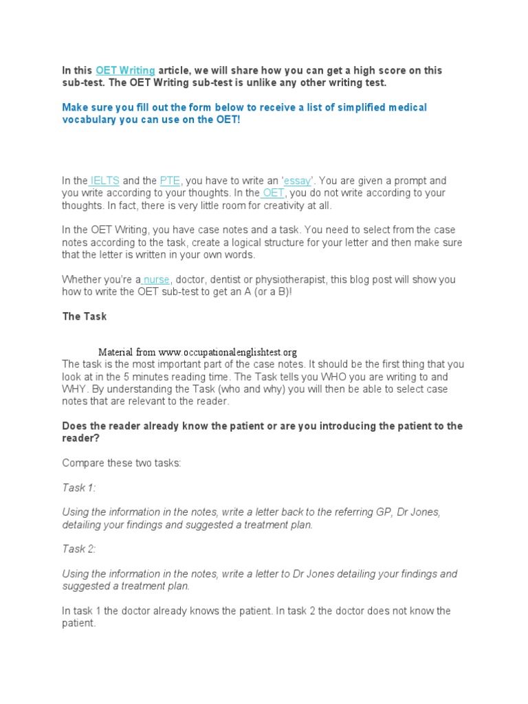 How to Structure an Effective OET Writing Letter Using a Three-Step Method | PDF | Dermatology ...