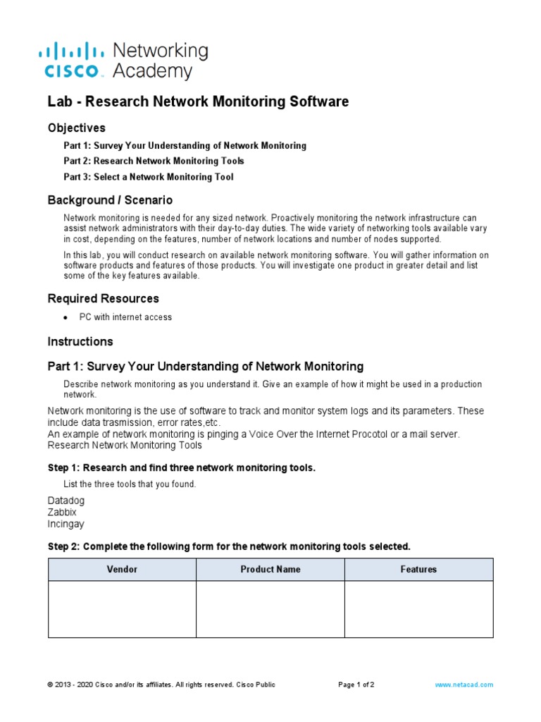 10.4.10 Lab - Research Network Monitoring Software | PDF | Computer ...