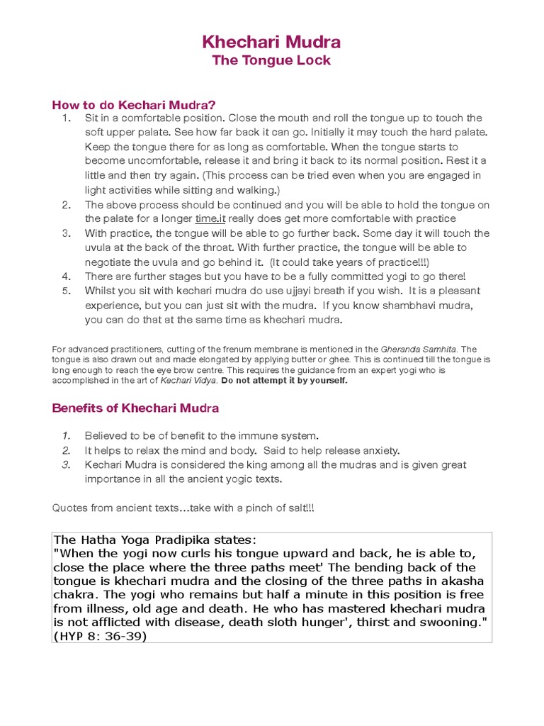 Khechari Mudra: Steps and Benefits | PDF | Yoga | Indian Philosophy