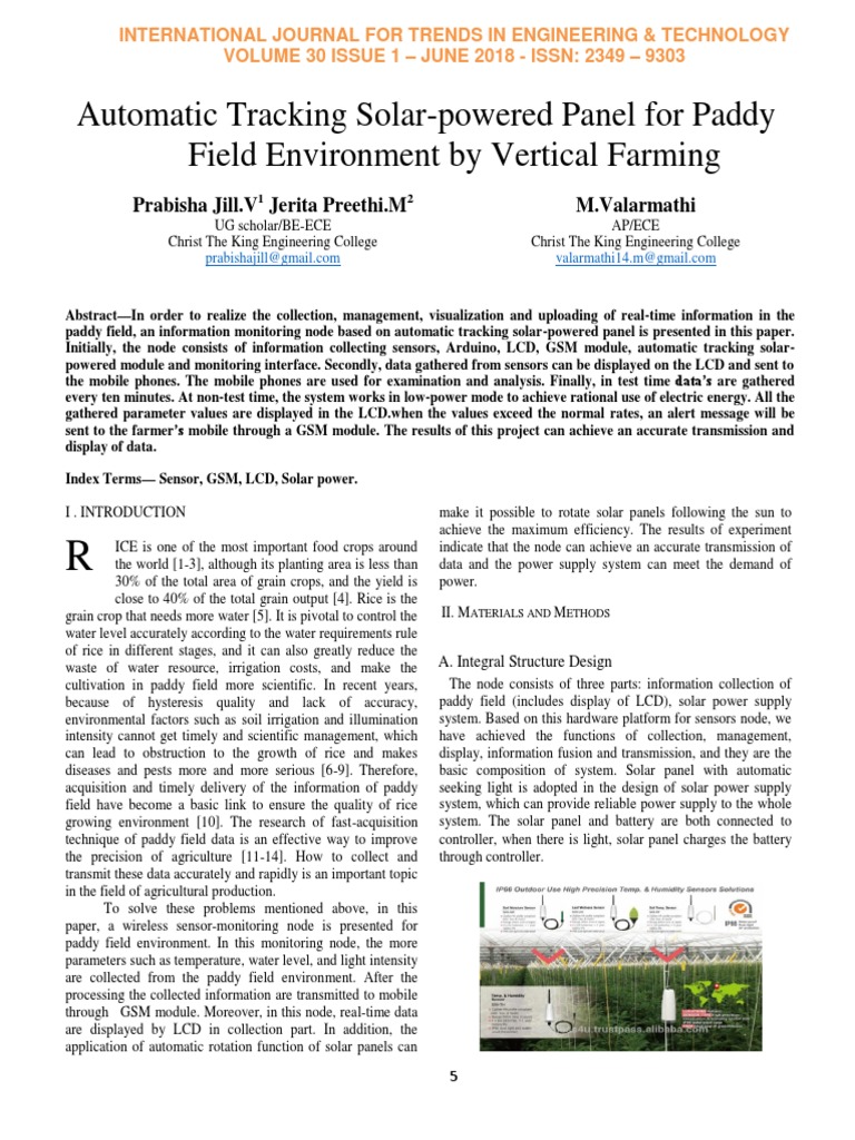 Automatic Tracking Solar Powered Panel For Paddy Field Environment by ...