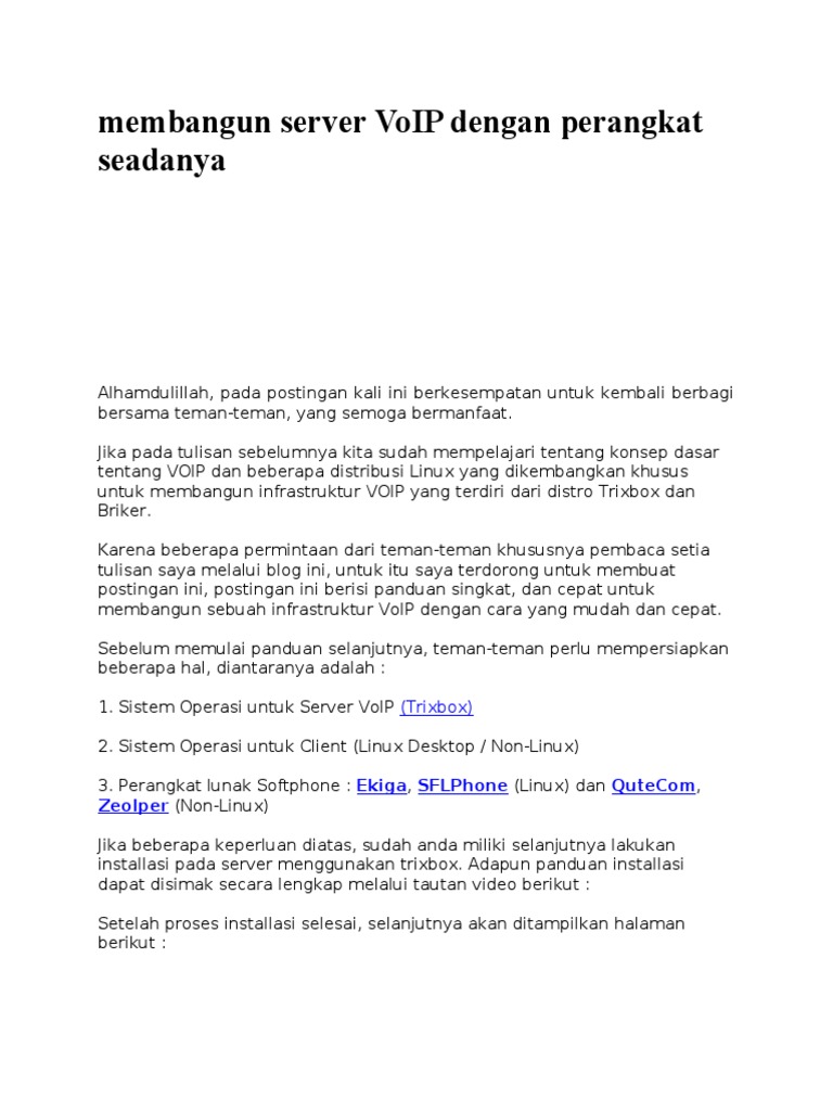 Membangun Server VoIP Sederhana | PDF | Bisnis | Komputer
