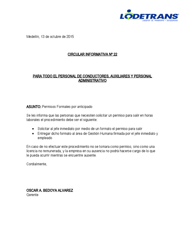 Circular Informativa 22 | PDF