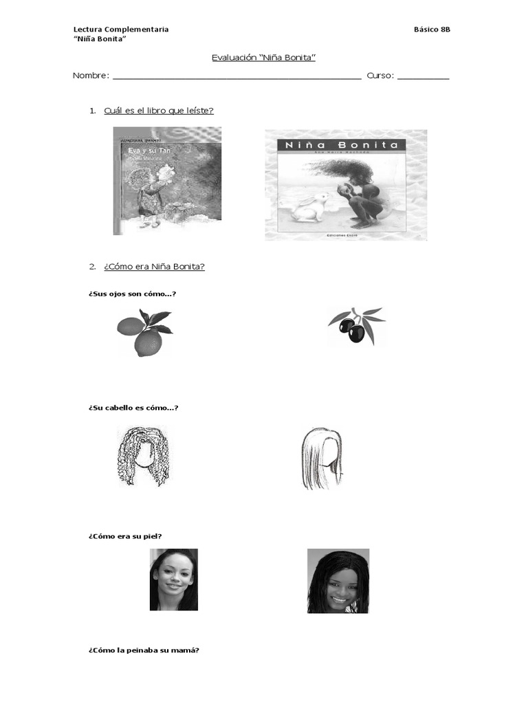 Evaluación Niña Bonita G1 | PDF