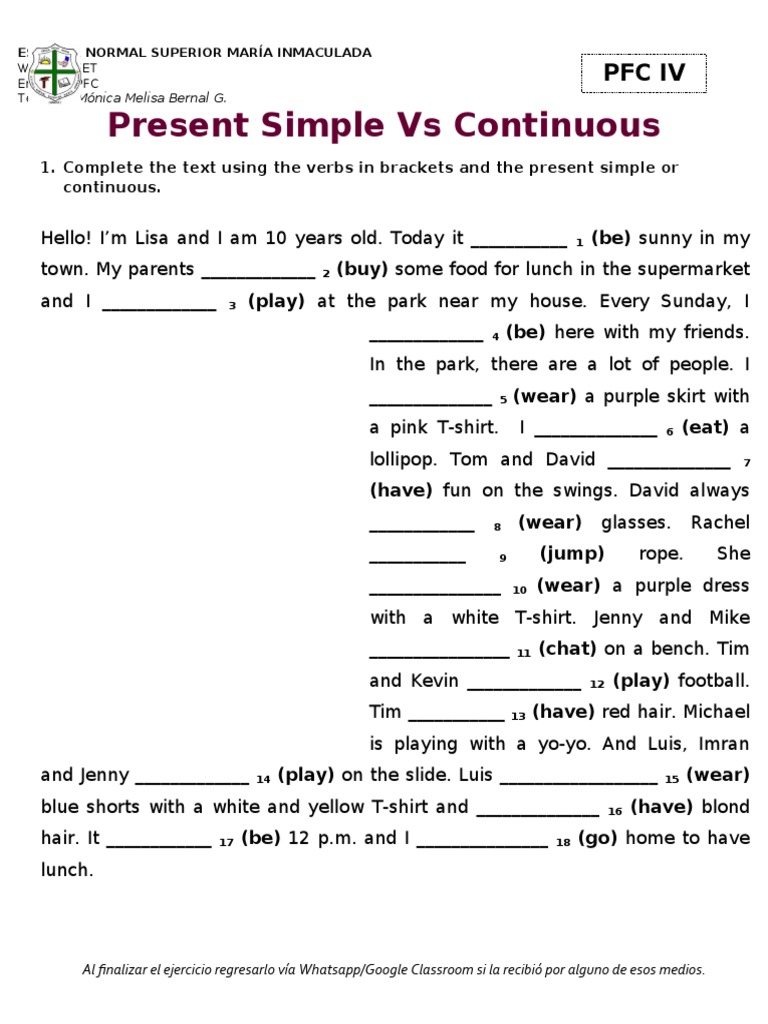 Present Simple Vs Continuous | PDF