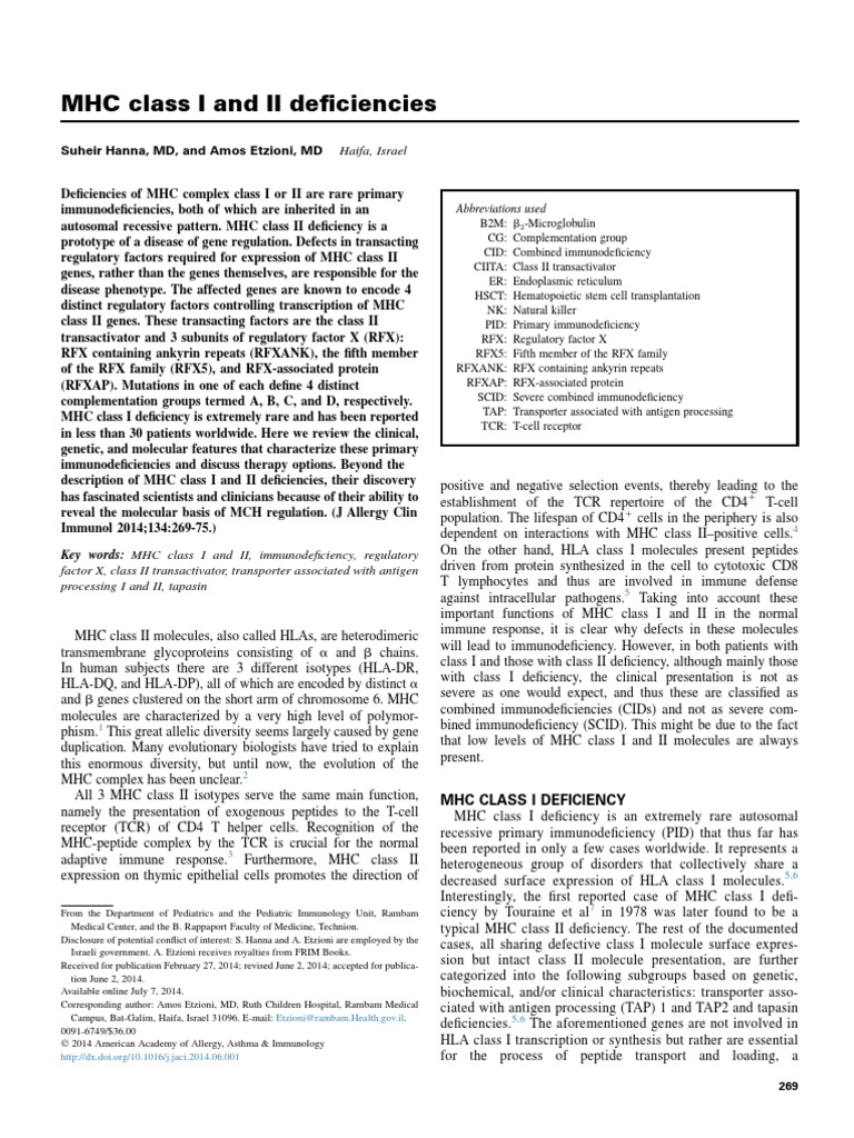 Deficiencias en MHC I Y II | PDF | Mhc Class I | Major ...