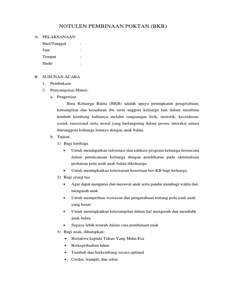 Notulen Pembinaan Poktan BKB dan BKR | PDF | Karier & Perkembangan