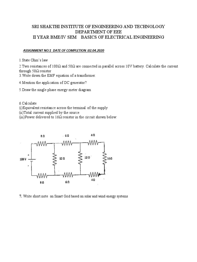 Sri Shakthi Institute of Engineering and Technology Department of Eee Ii Year Bme/Iv Sem Basics ...