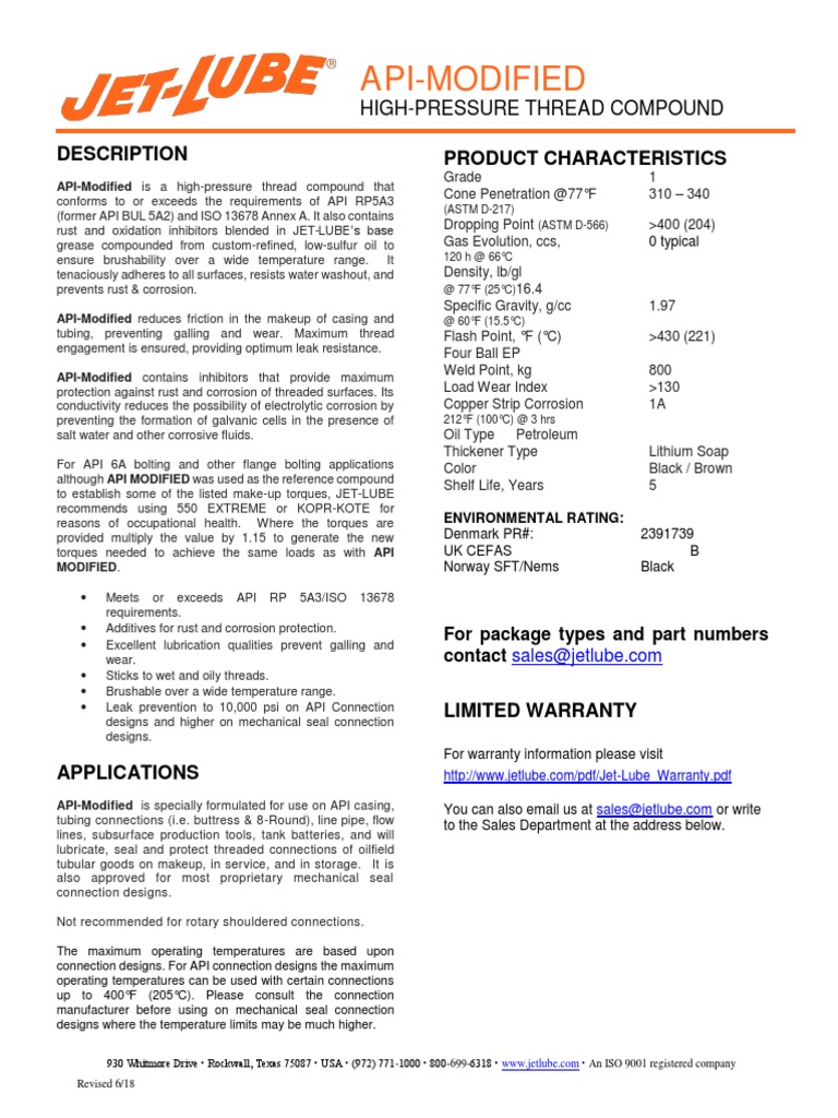 Api-Modified: Description Product Characteristics | PDF | Corrosion | Rust