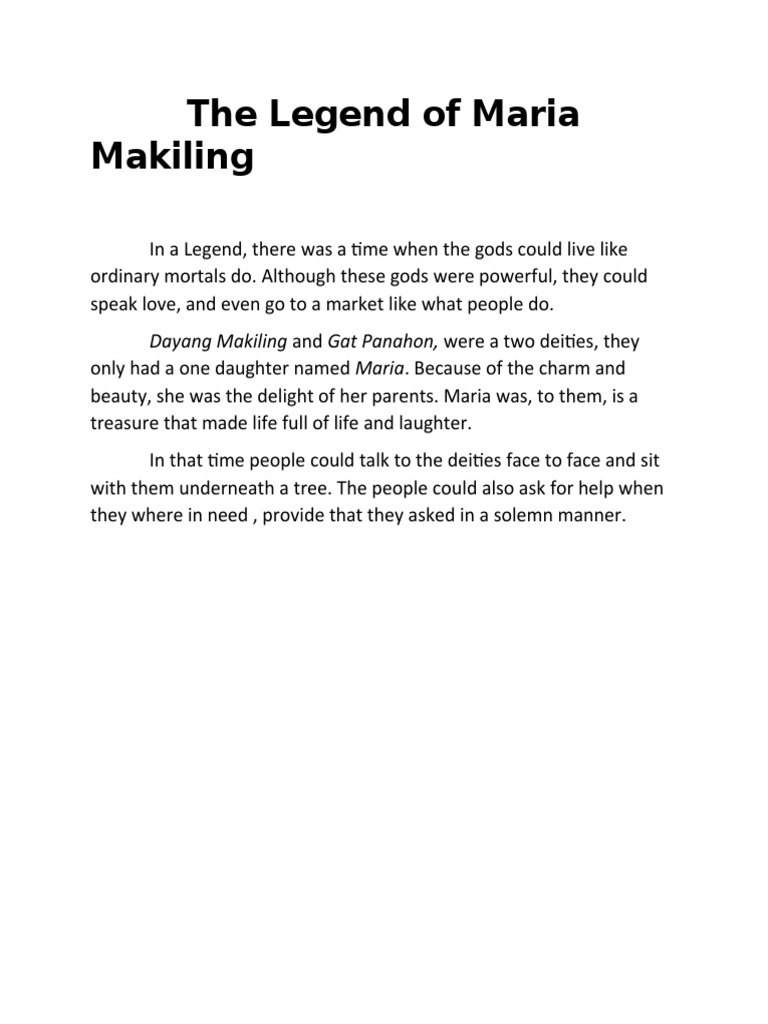 The Legend of Maria Makiling | PDF