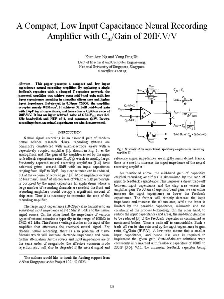 2012-A Compact Low Input Capacitance Neural Recording Amplifier With CinGain of 20fF | PDF ...