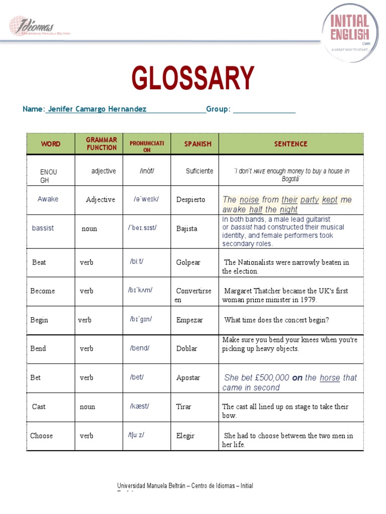 03 Glossary Format (1) - Convertido (Autoguardado) | PDF | Verb ...