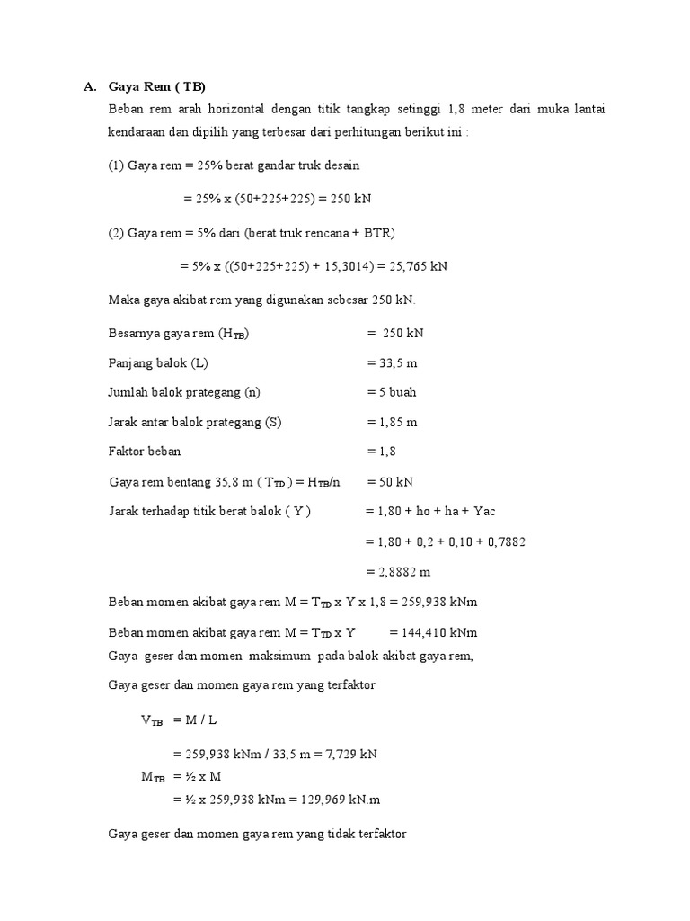 Beban Rem, Angin dan Gempa pada Balok Jembatan | PDF