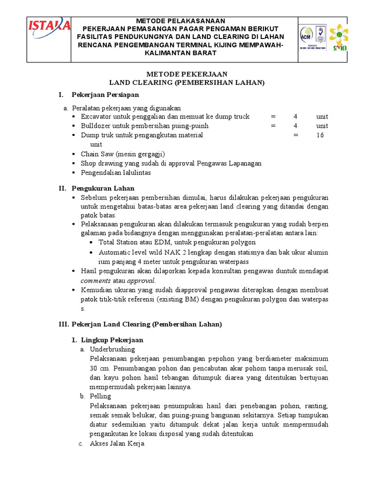 Metode Pekerjan Land Clearing | PDF | Sains & Matematika | Teknologi & Rekayasa