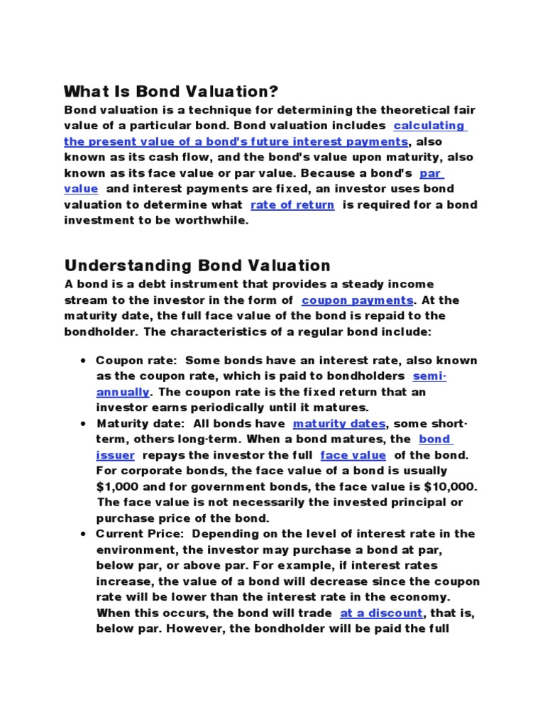 What Is Bond Valuation?: Calculating The Present Value of A Bond's ...