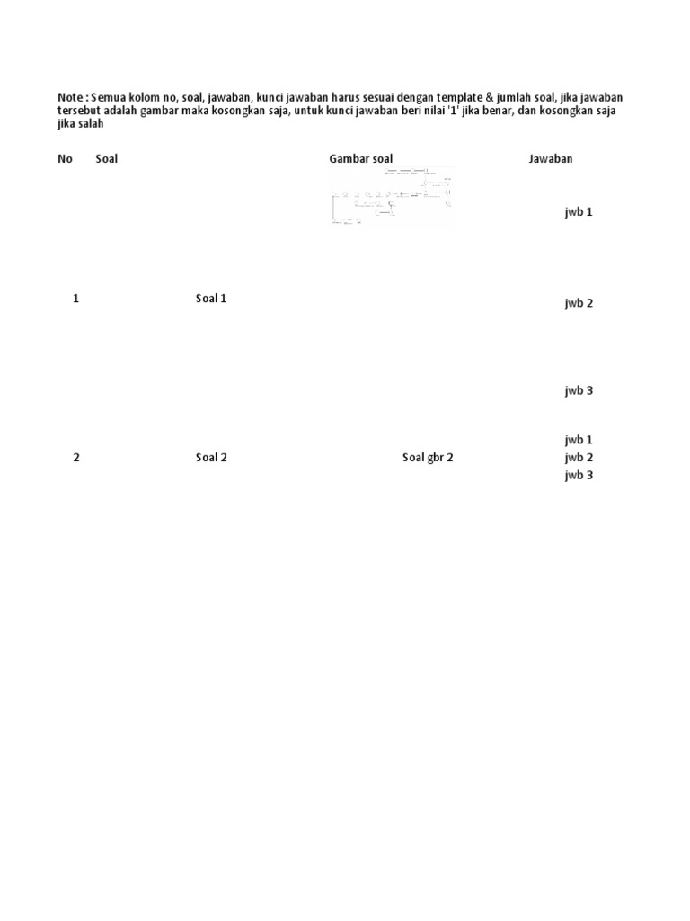 Template Soal Ujian Lengkap | PDF