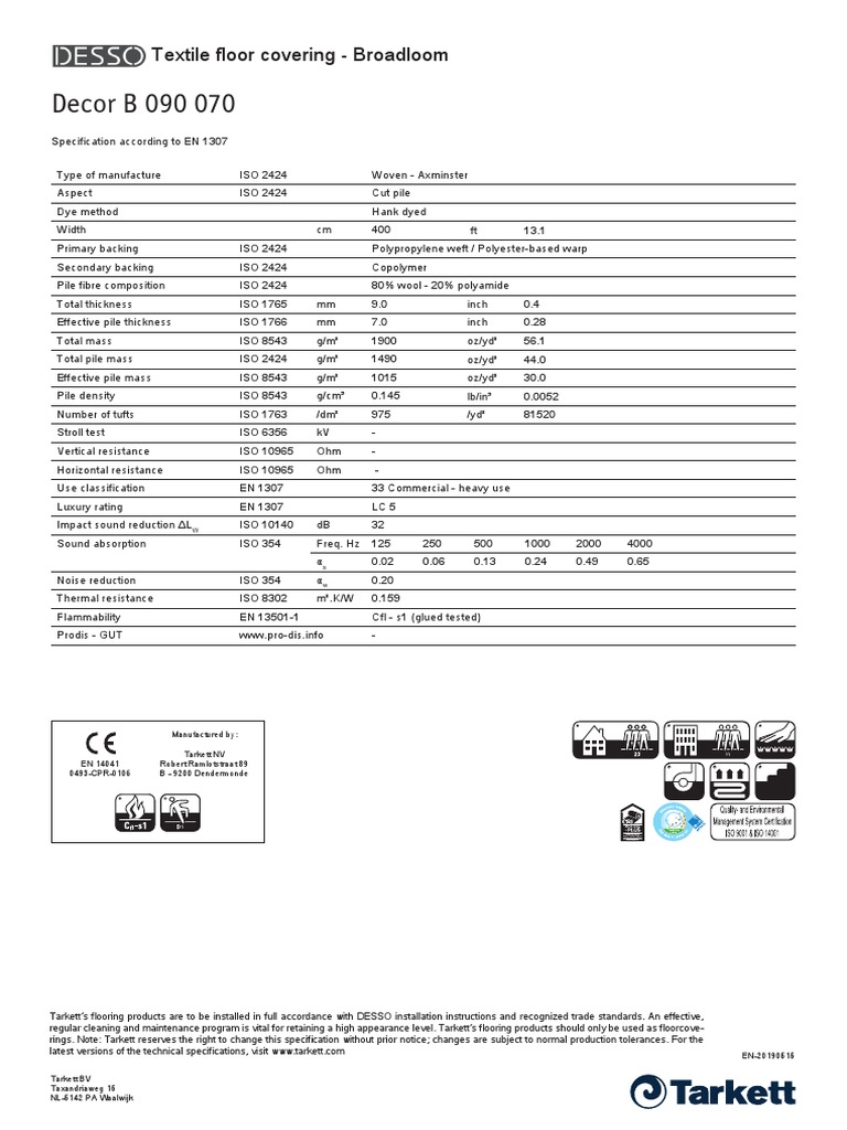 Decor B 090 070: Desso Textile Floor Covering - Broadloom | PDF | Carpet | Textiles