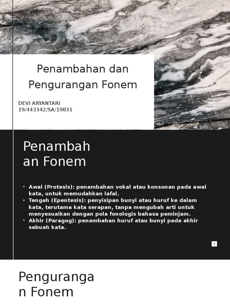 Devi Aryantari - Penambahan & Pengurangan Fonem | PDF