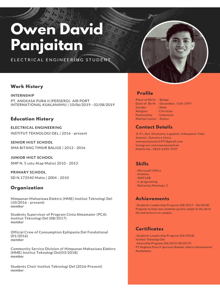 Electrical Engineering Student Profile | PDF | Business