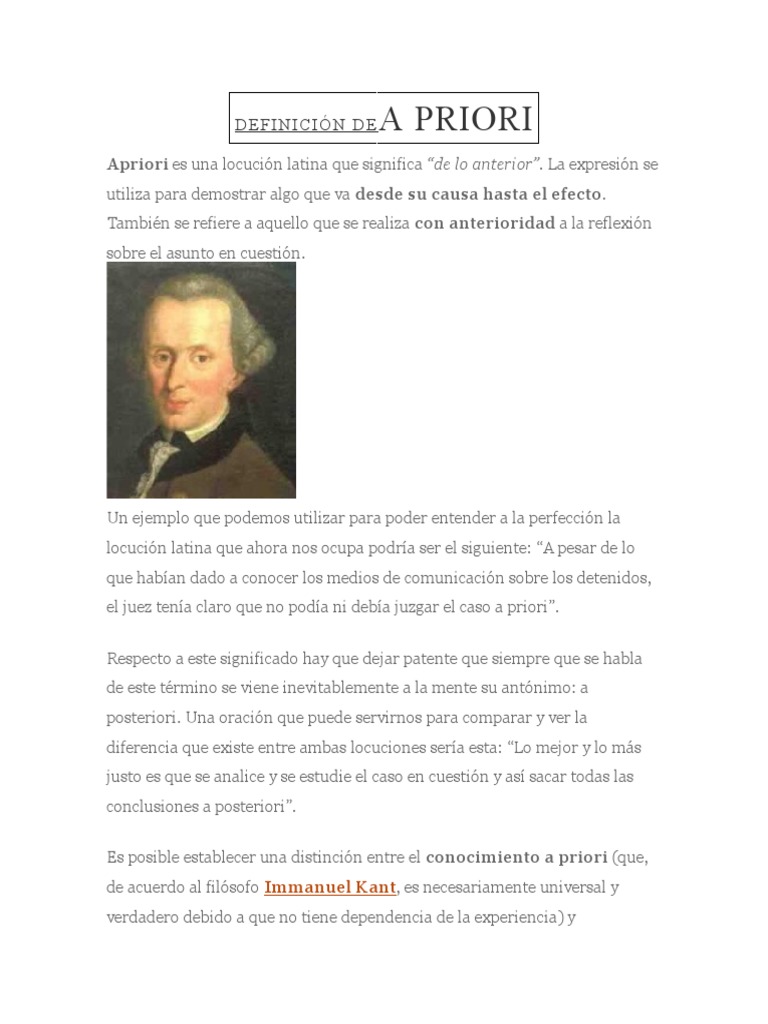 Definición Dea Priori | PDF | A priori y a posteriori | Interacciones ...
