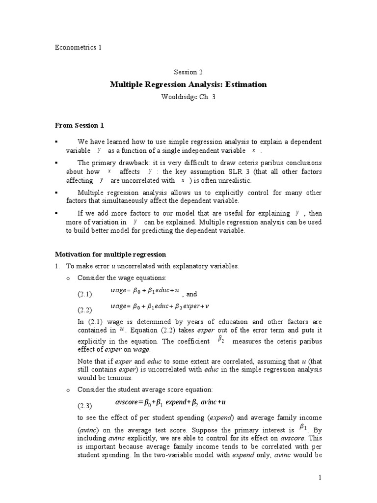 Multiple Regression Analysis Guide | PDF | Ordinary Least Squares | Bias Of An Estimator