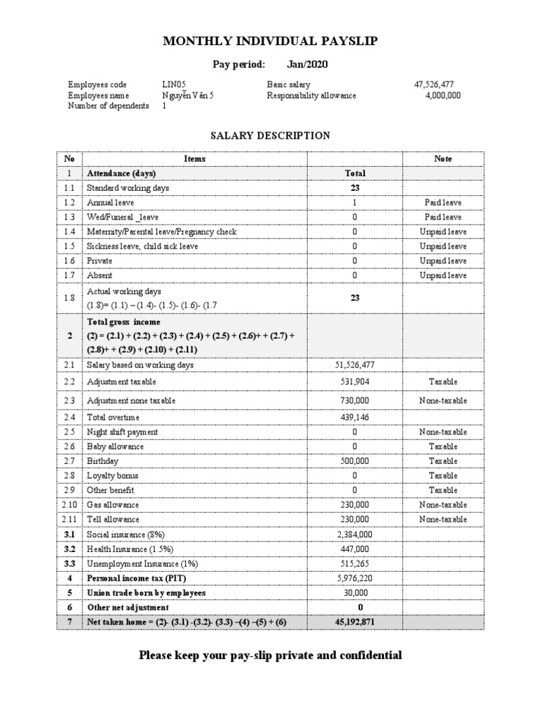 Monthly payslip breakdown | PDF | Salary | Unemployment Benefits