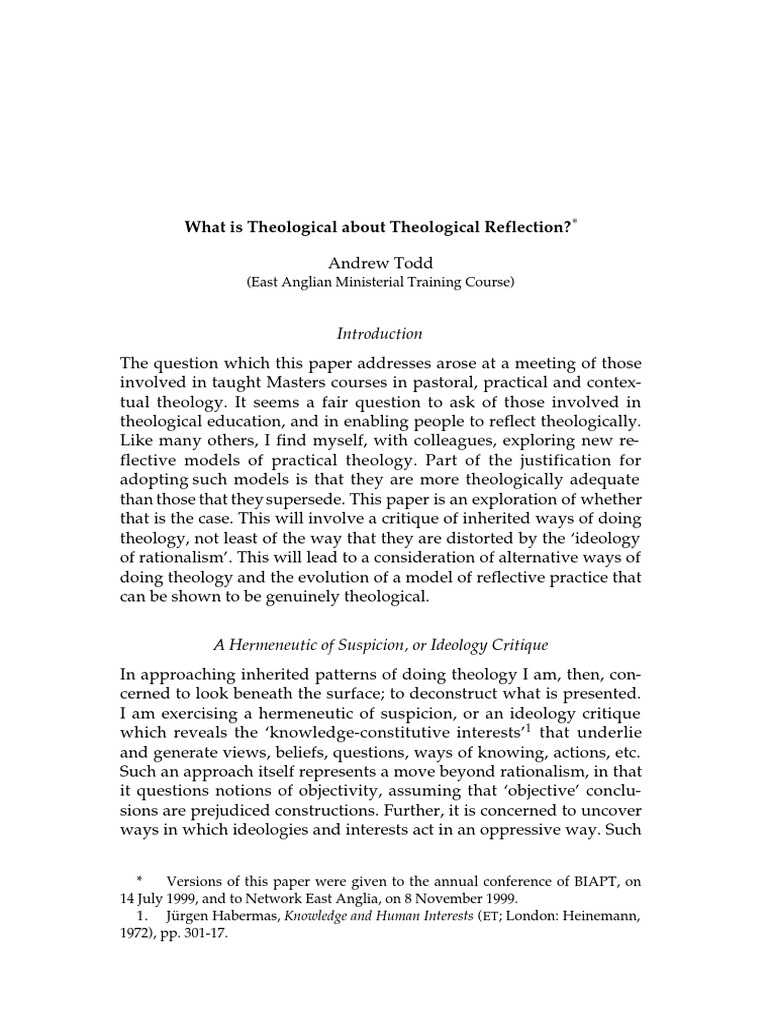 What Is Theological About Theological Reflection? | Download Free PDF ...