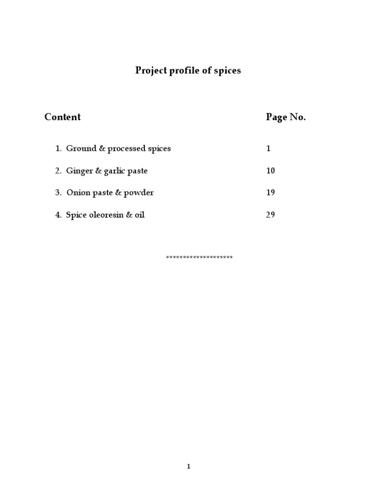 Model Project Profiles | PDF | Ginger | Foods