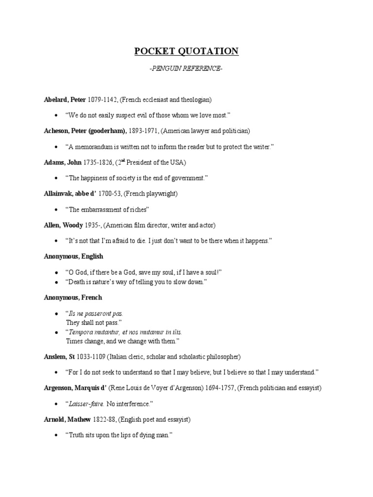 Pocket Quotations from Famous Figures | PDF | Writers