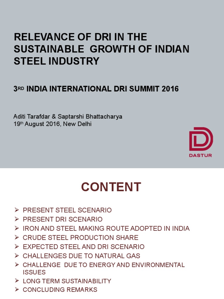 Relevance of Dri in The Sustainable Growth of Indian Steel Industry ...