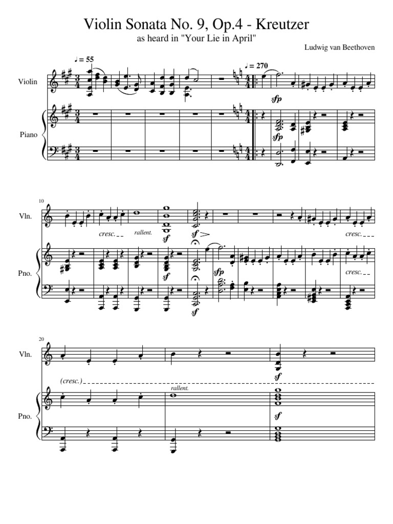 Violin-Partitura y Partes | PDF | Sonata | Chamber Music