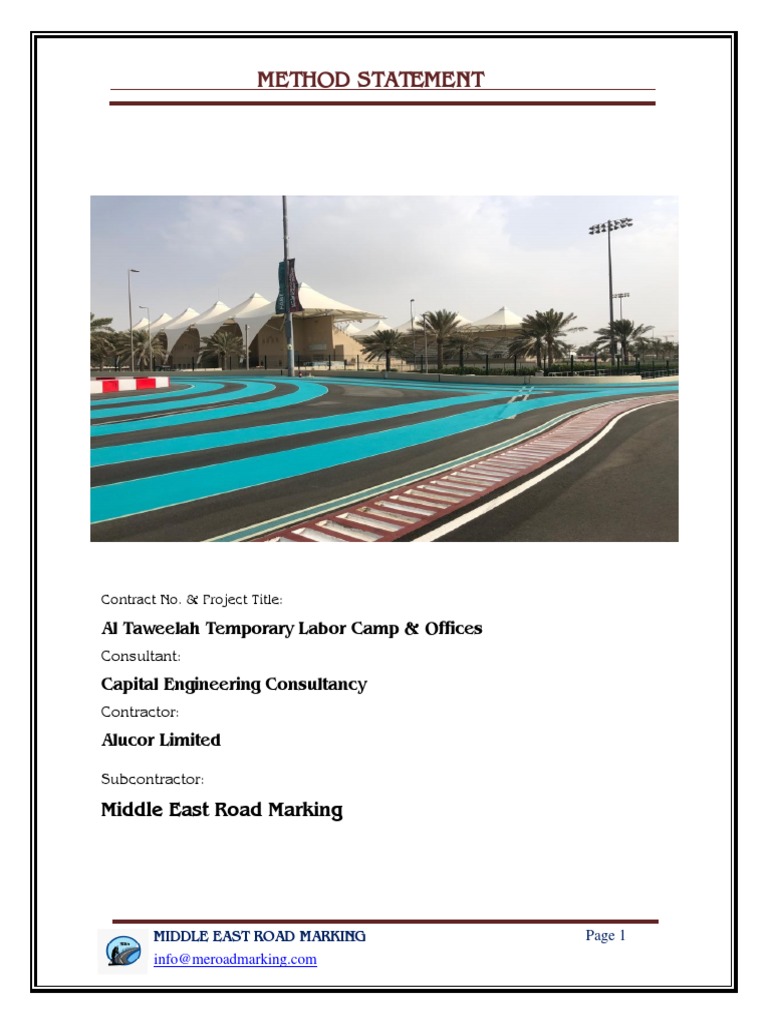 Method Statement For Road Marking | PDF | Thermoplastic | Paint