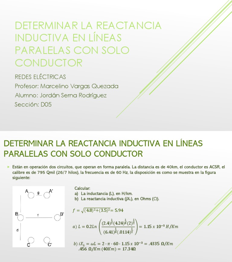 Tarea 8 - Determinar La Reactancia Inductiva en Lineas Paralelas Con Solo Conductor | PDF