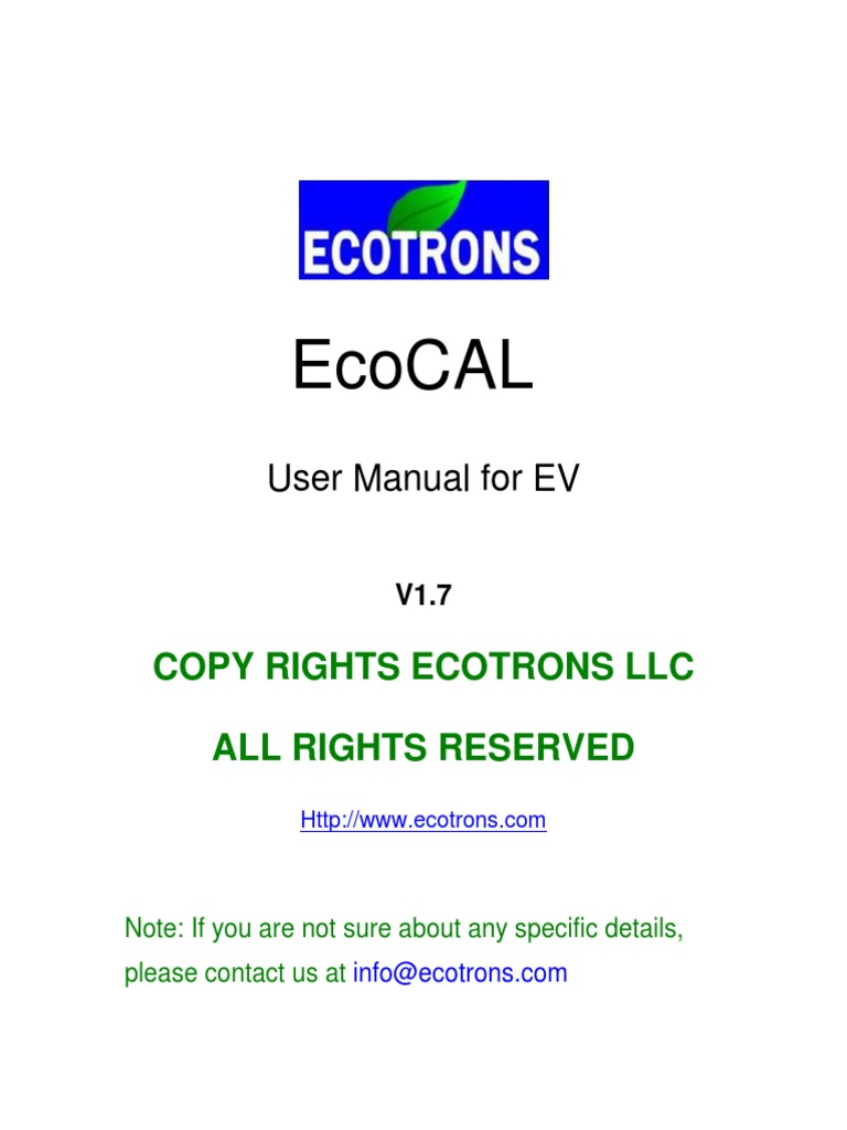 Ecocal: User Manual For Ev | PDF | Microsoft Excel | Computer File