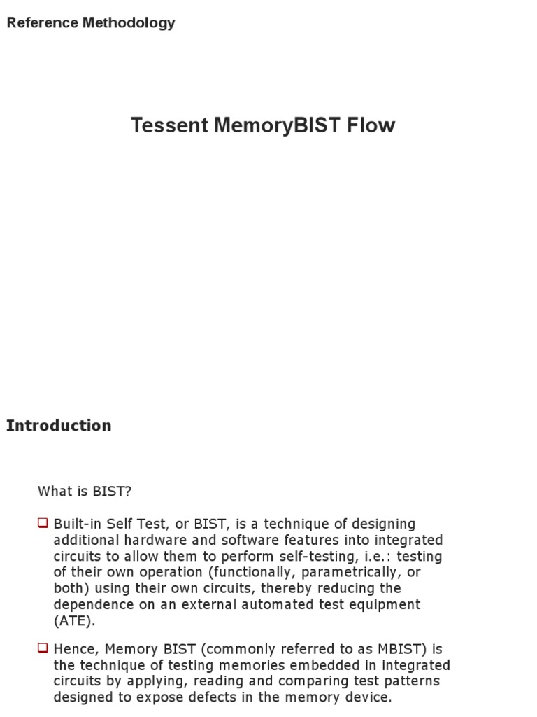 Tessent Memory BIST Insertion Flow | PDF | Electronic Design Automation ...